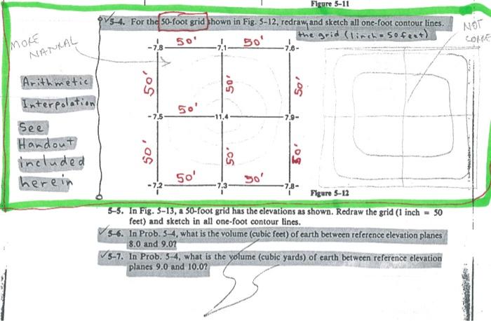 Solved 5-4 For the 50-foot grid shown in Fig. 5-12, redraw | Chegg.com
