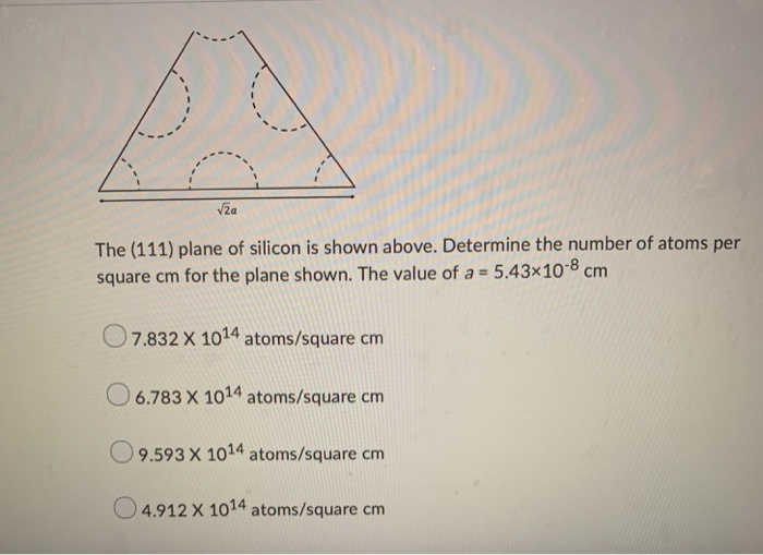 Solved The (111) plane of silicon is shown above. Determine | Chegg.com