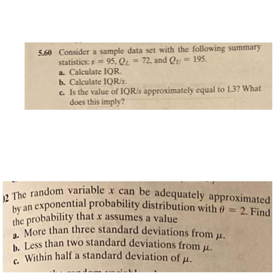 Solved 5.60 Consider a sample data set with the following | Chegg.com