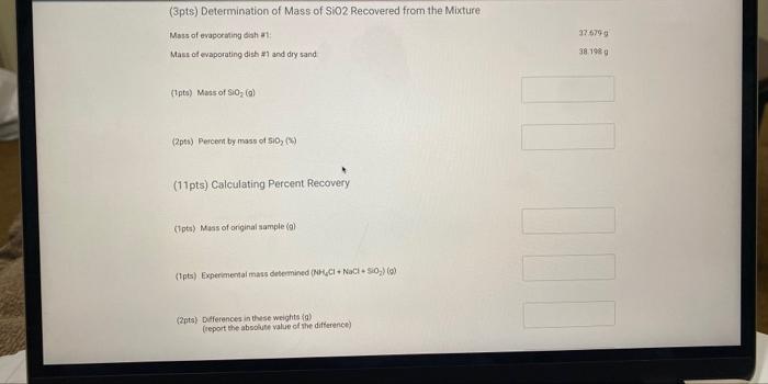 Solved (3pts) Determination of the Mass of NaCl Recovered | Chegg.com