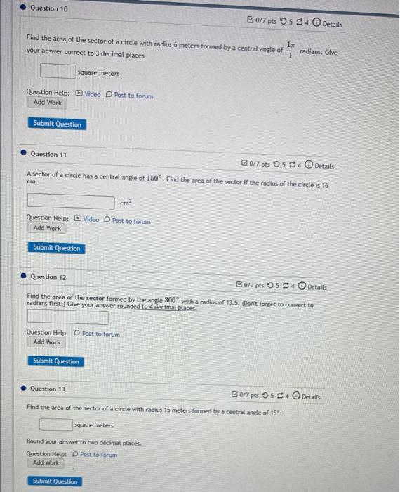 Solved Find the area of the sector of a circle with radius 6 | Chegg.com