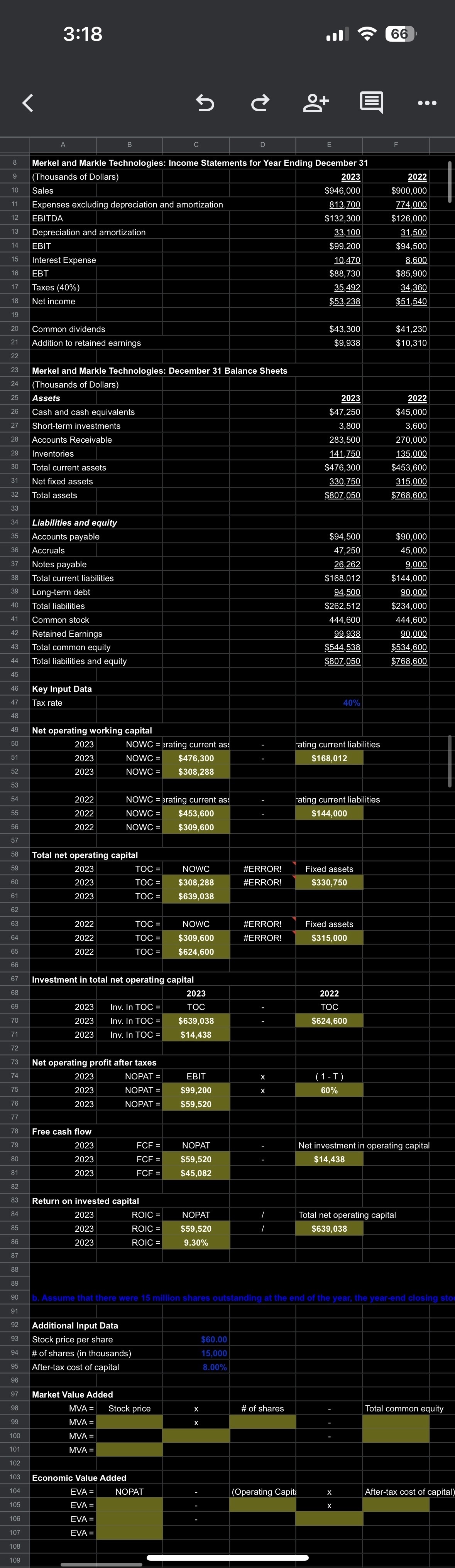 Solved Please include excel functions/formulas | Chegg.com