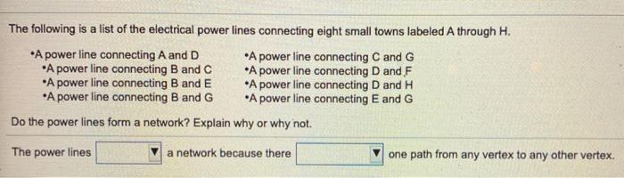 Solved The following is a list of the electrical power lines | Chegg.com