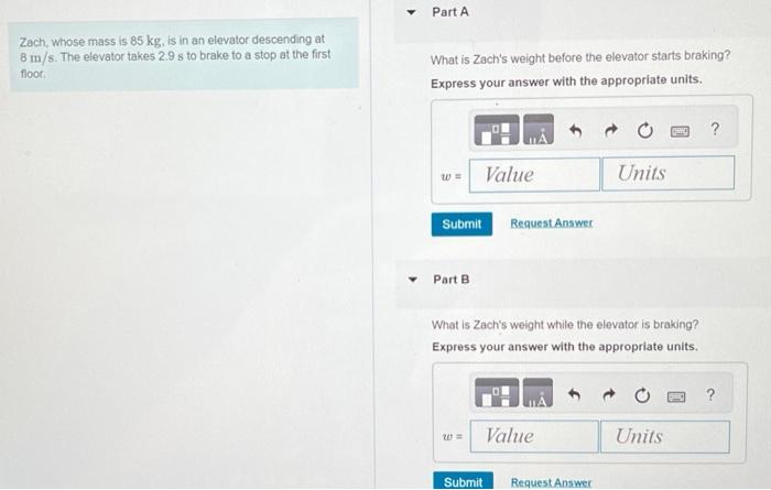 Solved Zach, whose mass is 85 kg, is in an elevator | Chegg.com