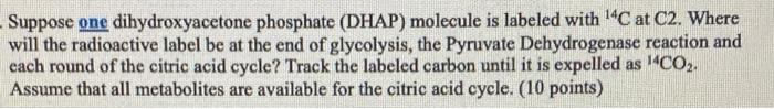 Solved - Suppose one dihydroxyacetone phosphate (DHAP) | Chegg.com