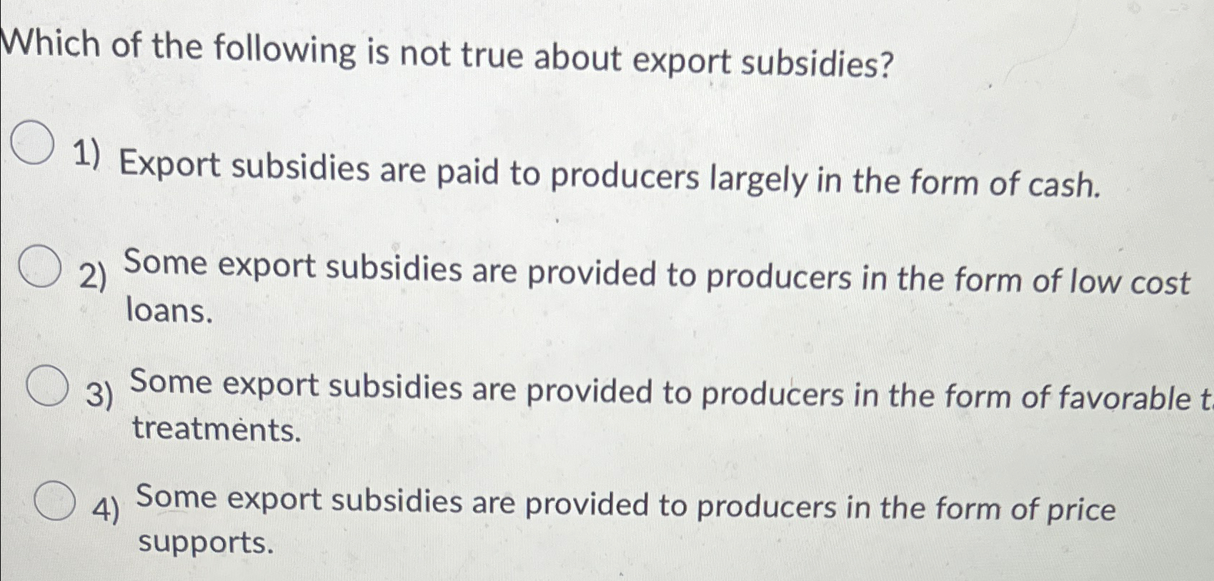 Solved Which of the following is not true about export | Chegg.com
