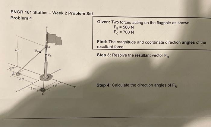 Solved ENGR 181 Statics - Week 2 Problem Set Problem 4 | Chegg.com