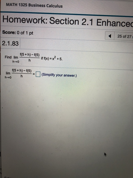 Solved Math 1325 Business Calculus Homework Section 21