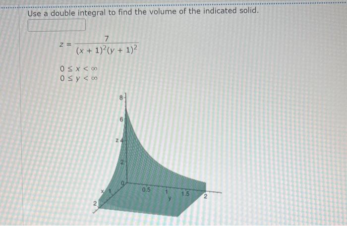 Solved Use a double integral to find the volume of the | Chegg.com