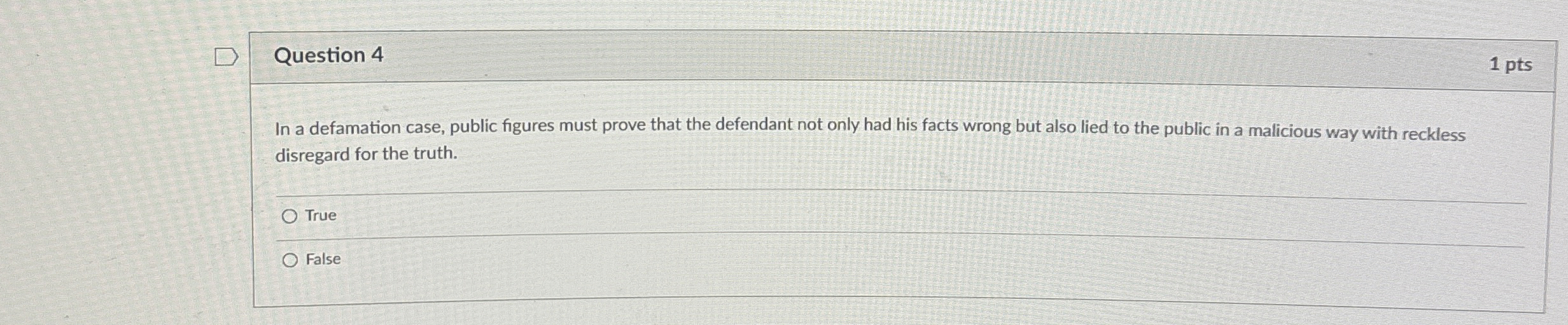 Solved Question 41 ﻿ptsIn a defamation case, public figures | Chegg.com
