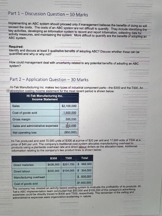 Solved Implementing an ABC system should proceed only if | Chegg.com