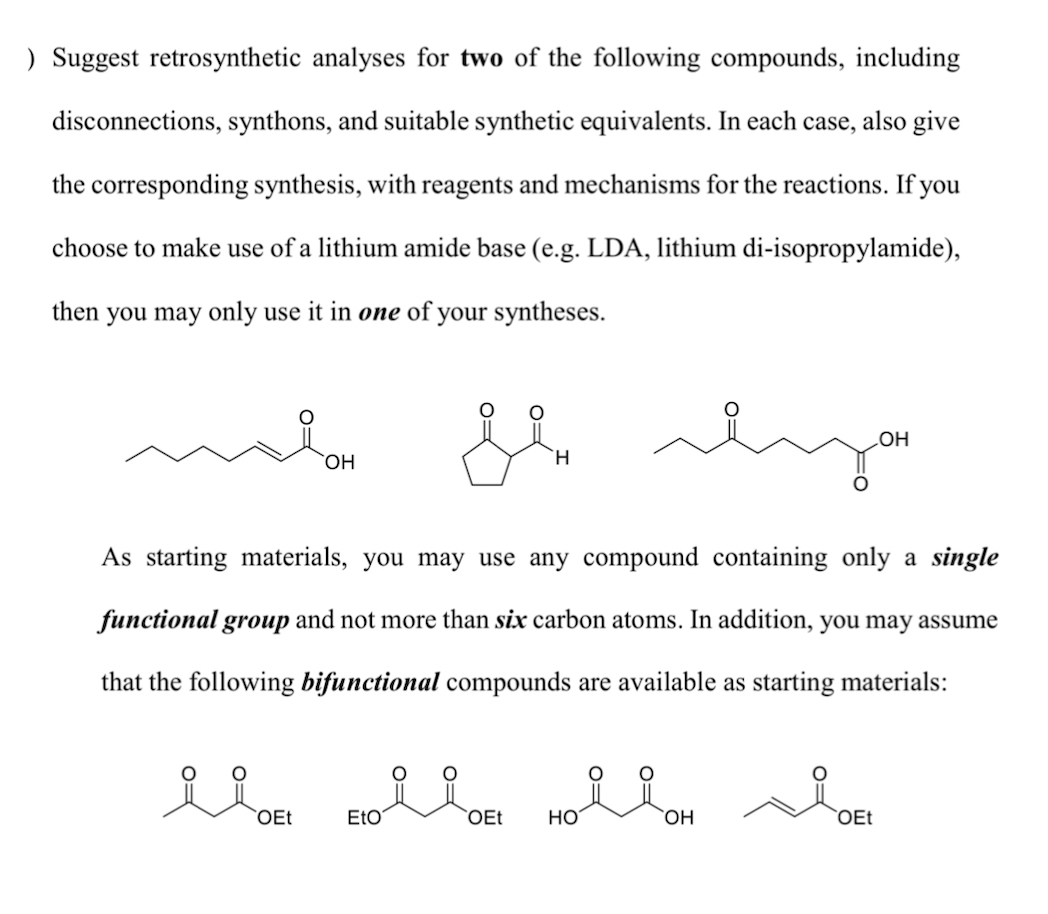 Solved Suggest retrosynthetic analyses for two of the | Chegg.com