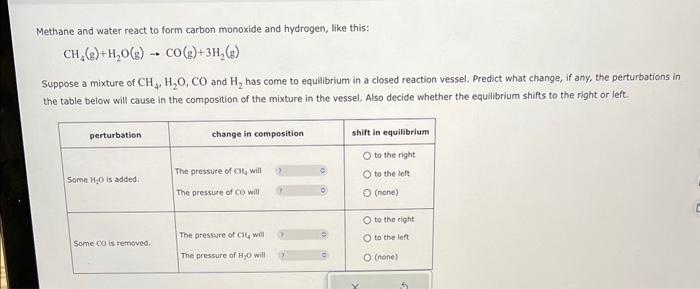 Solved Methane and water react to form carbon monoxide and | Chegg.com