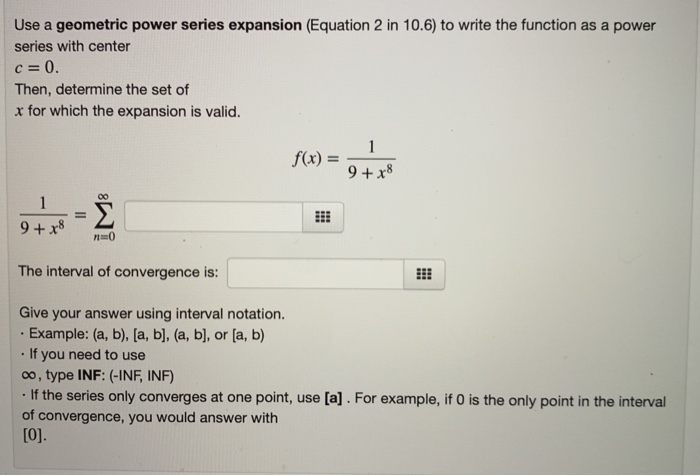 Solved Use a geometric power series expansion (Equation 2 in | Chegg.com