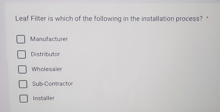 Solved Leaf Filter is which of the following in the | Chegg.com