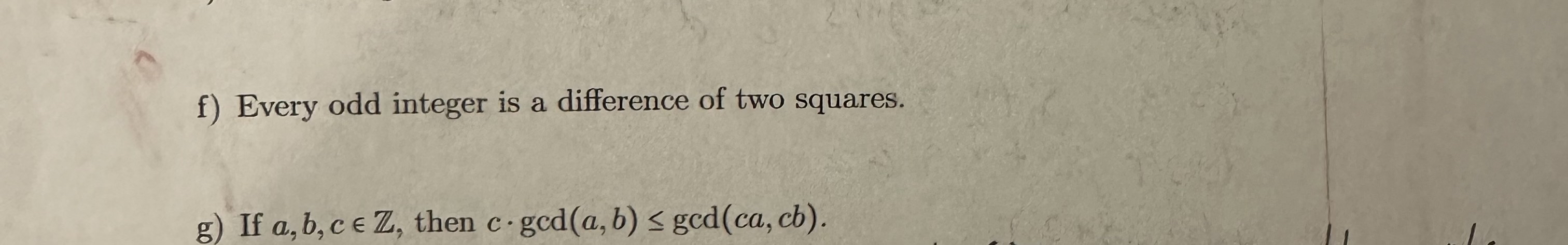 Solved f) ﻿Every odd integer is a difference of two | Chegg.com