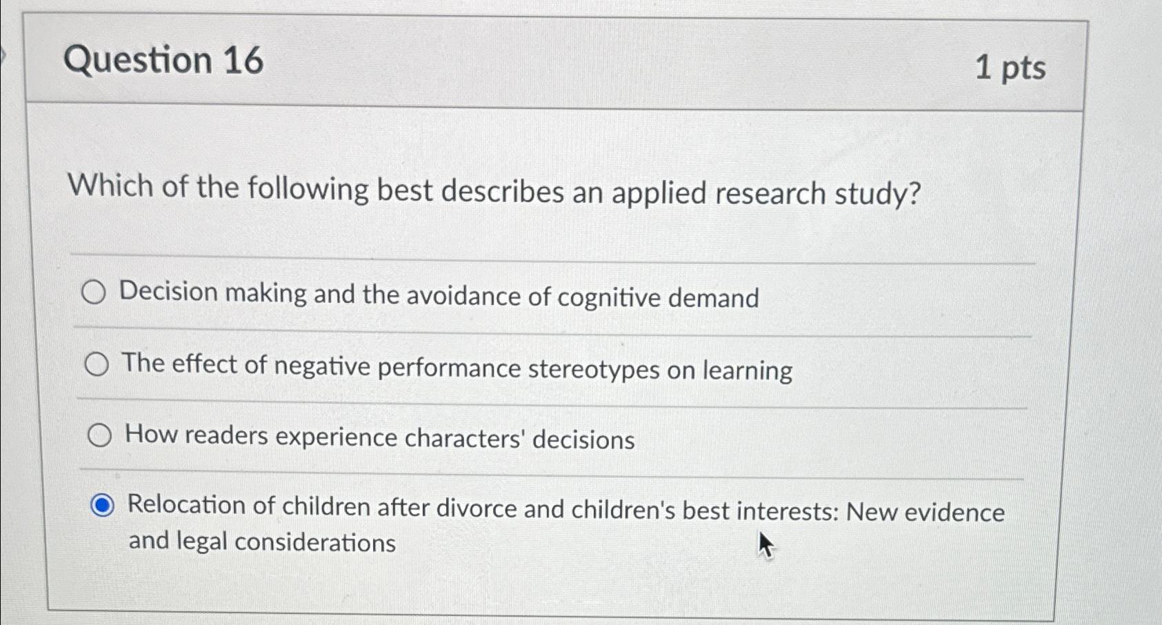 Solved Question 161 ﻿ptsWhich of the following best | Chegg.com
