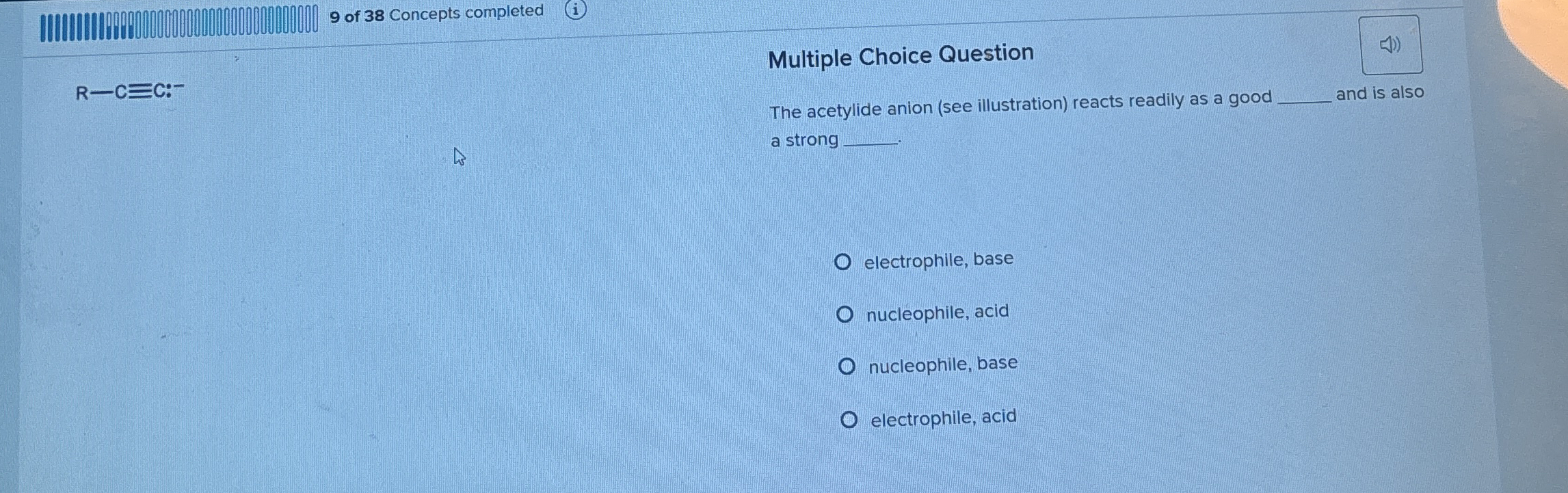 Solved 9 ﻿of 38 ﻿Concepts completedR-C-=C:?-Multiple Choice | Chegg.com