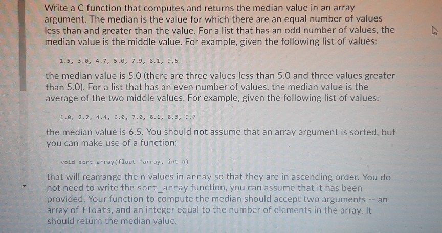 Solved Write a C function that computes and returns the | Chegg.com