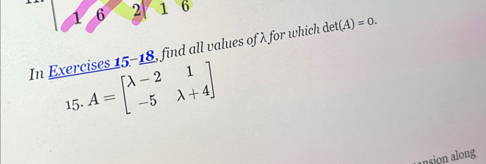 Solved (162)6In Exercises 15-18, ﻿find all values of λ ﻿for | Chegg.com