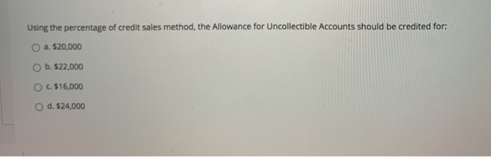 Solved Using the percentage of credit sales method, the | Chegg.com