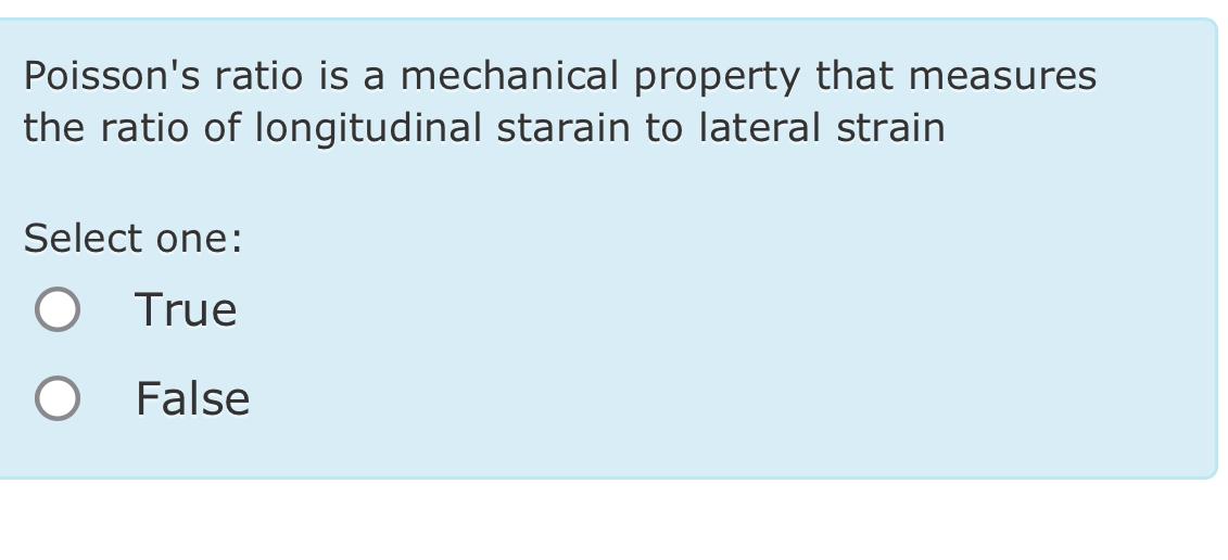 Solved Poisson's ratio is a mechanical property that | Chegg.com