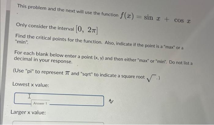 Solved This problem and the next will use the function | Chegg.com