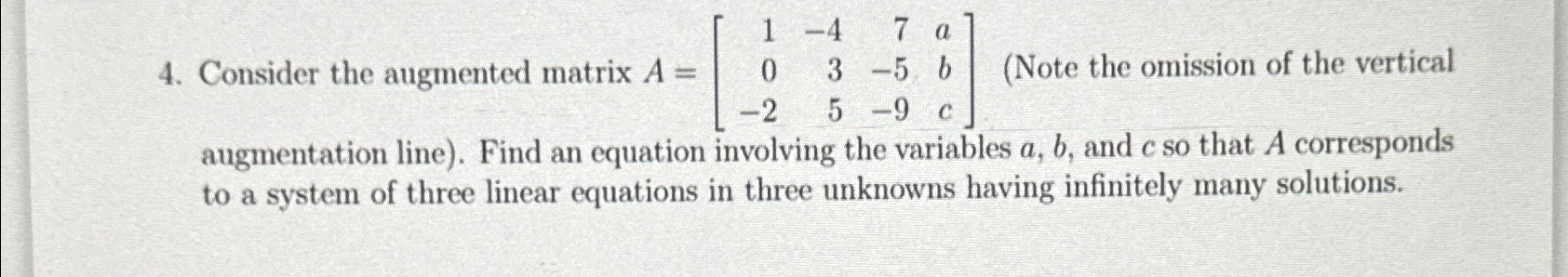 Solved Consider the augmented matrix | Chegg.com