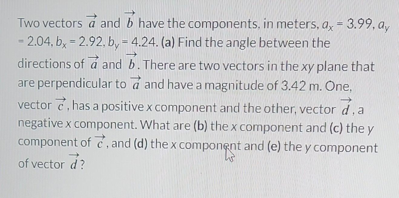 Solved Two vectors a and b have the components, in meters, | Chegg.com