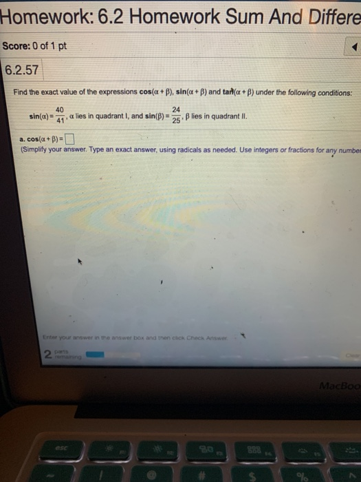 Solved Homework: 6.2 Homework Sum And Differe Score: 0 of 1 | Chegg.com