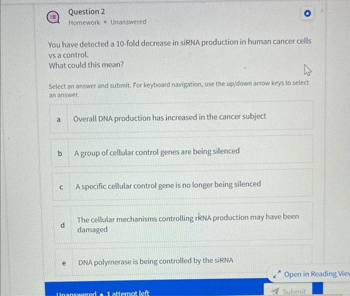 You have detected a 10-fold decrease in siRNA | Chegg.com