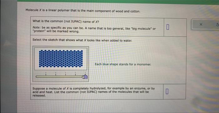 Solved Molecule X is a linear polymer that is the main | Chegg.com