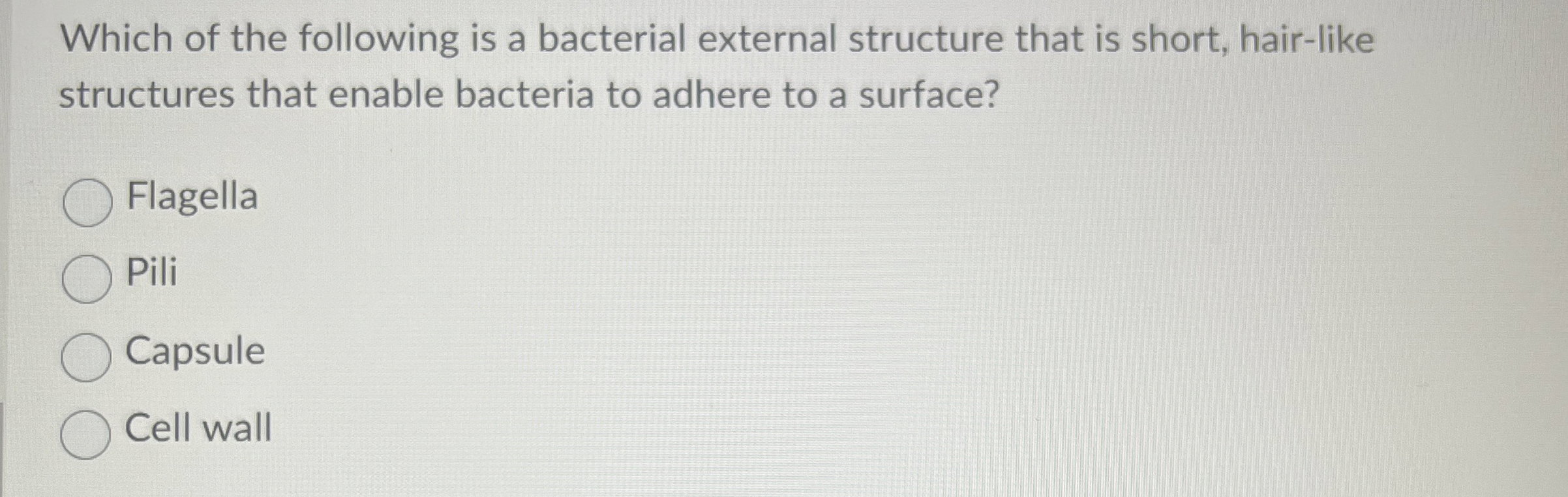 Solved Which of the following is a bacterial external | Chegg.com
