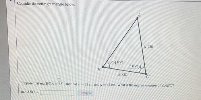 Solved Consider The Non Right Triangle Below Suppose That Chegg