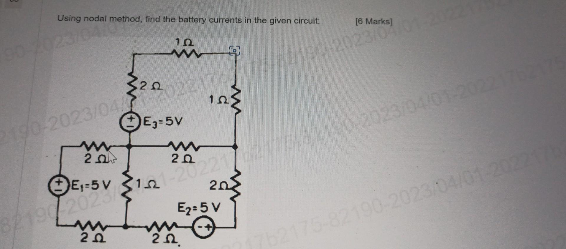 Solved Using nodal method, find the battery currents in the | Chegg.com