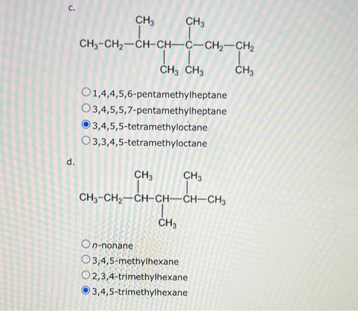 Solved Choose the correct systematic name for each of the | Chegg.com