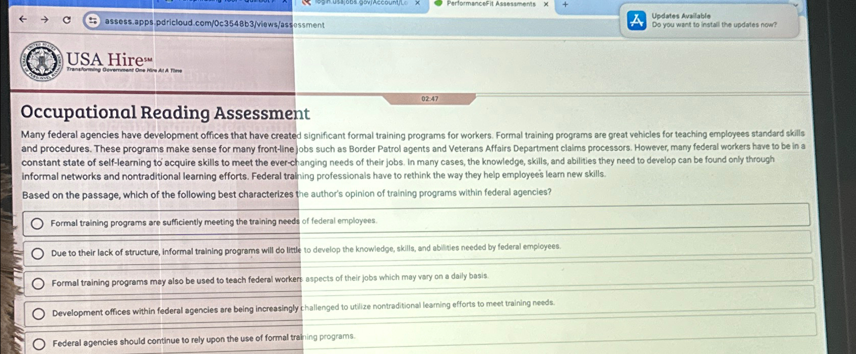 Solved Occupational Reading AssessmentUpdates AvailableDo | Chegg.com