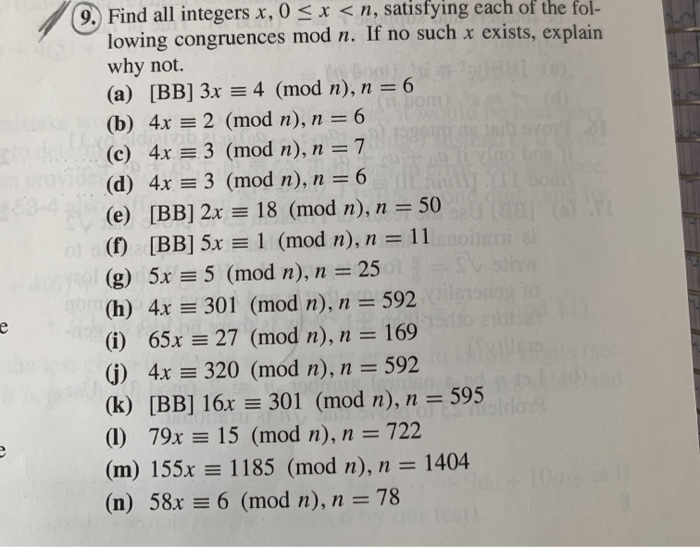 Solved 9. Find all integers x, 0