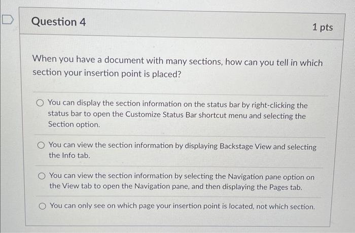 Solved When you have a document with many sections, how can | Chegg.com