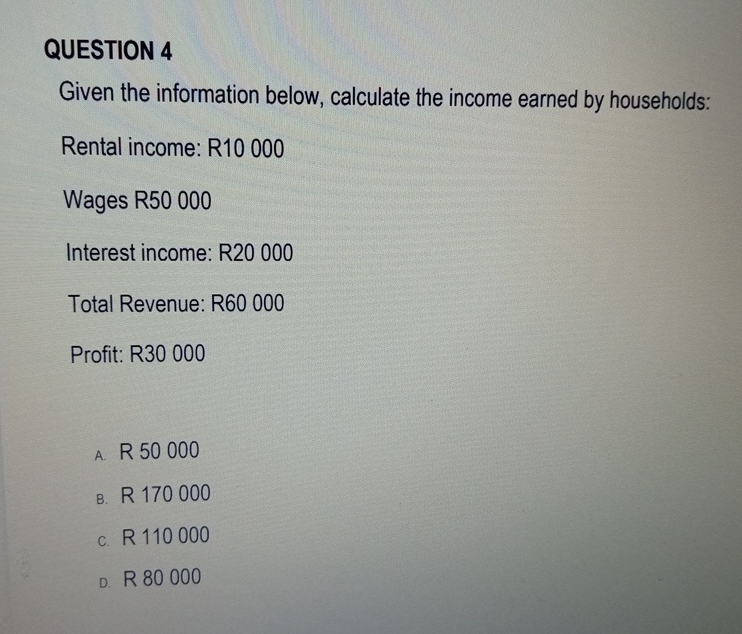 Solved QUESTION 4Given the information below, calculate the | Chegg.com