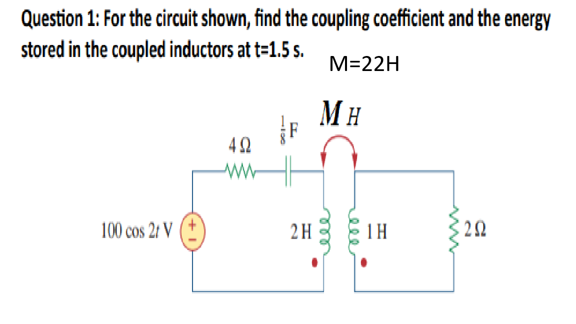 Solved Question 1: For the circuit shown, find the coupling | Chegg.com