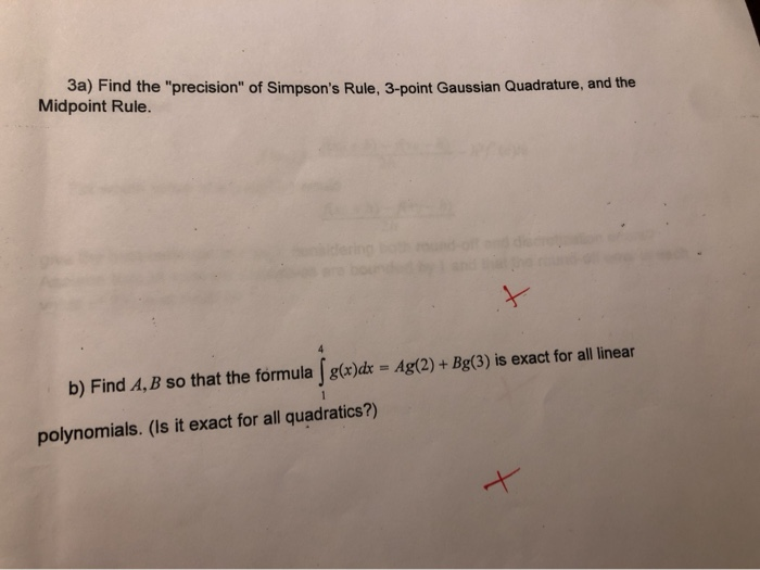 Solved 3a) Find the "precision" of Simpson's Rule, 3-point | Chegg.com