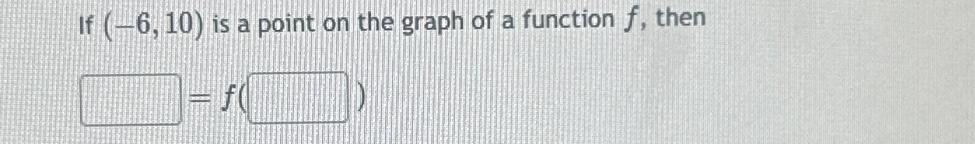Solved If (-6,10) ﻿is a point on the graph of a function f, | Chegg.com