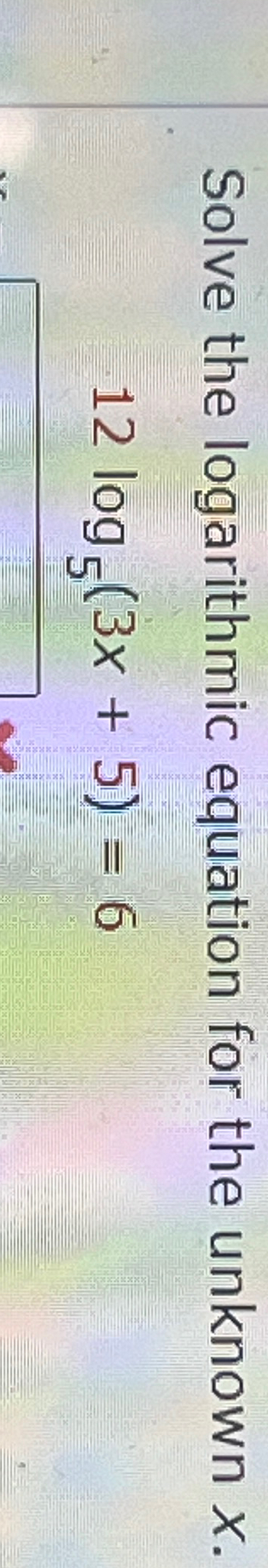 Solved Solve the logarithmic equation for the unknown | Chegg.com