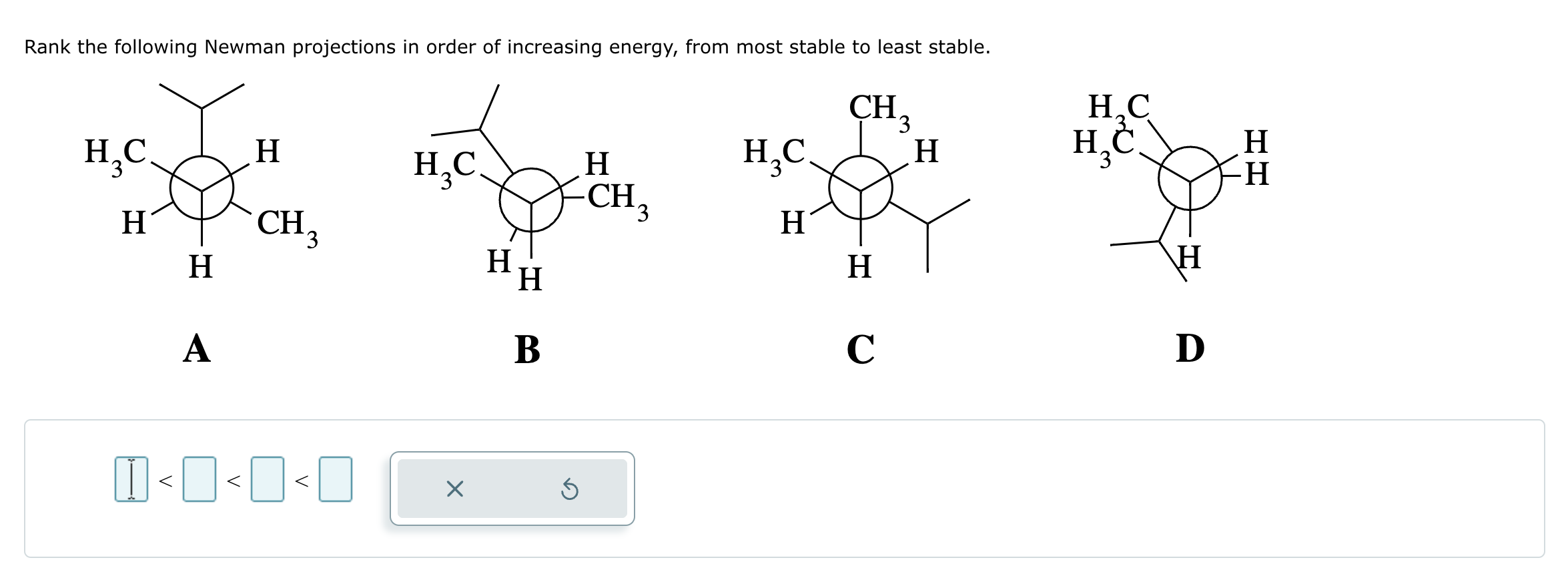 Solved Rank the following Newman projections in order of | Chegg.com
