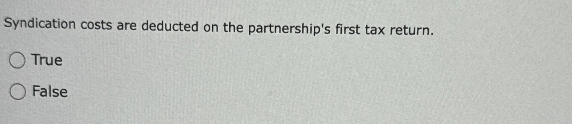 Solved Syndication costs are deducted on the partnership's | Chegg.com