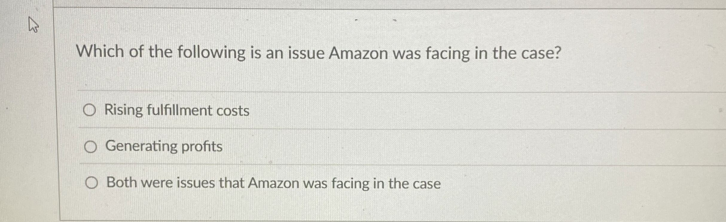 Solved Which of the following is an issue Amazon was facing | Chegg.com