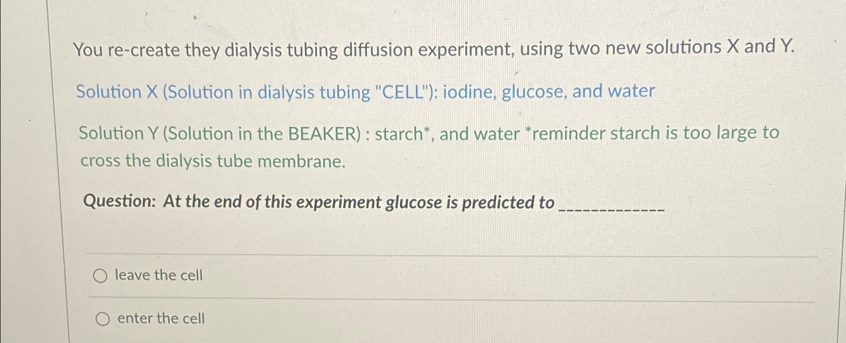 Solved You re-create they dialysis tubing diffusion | Chegg.com