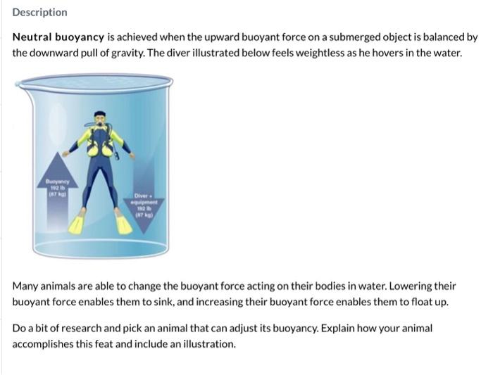 Solved Description Neutral buoyancy is achieved when the | Chegg.com