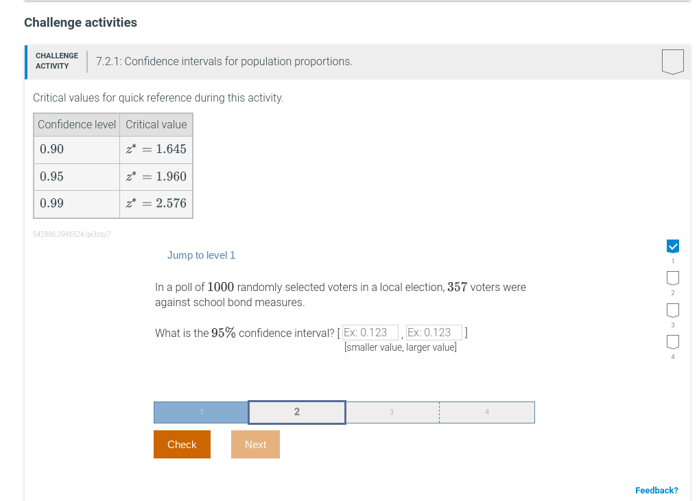 Solved Challenge activities7.2.1: Confidence intervals for | Chegg.com